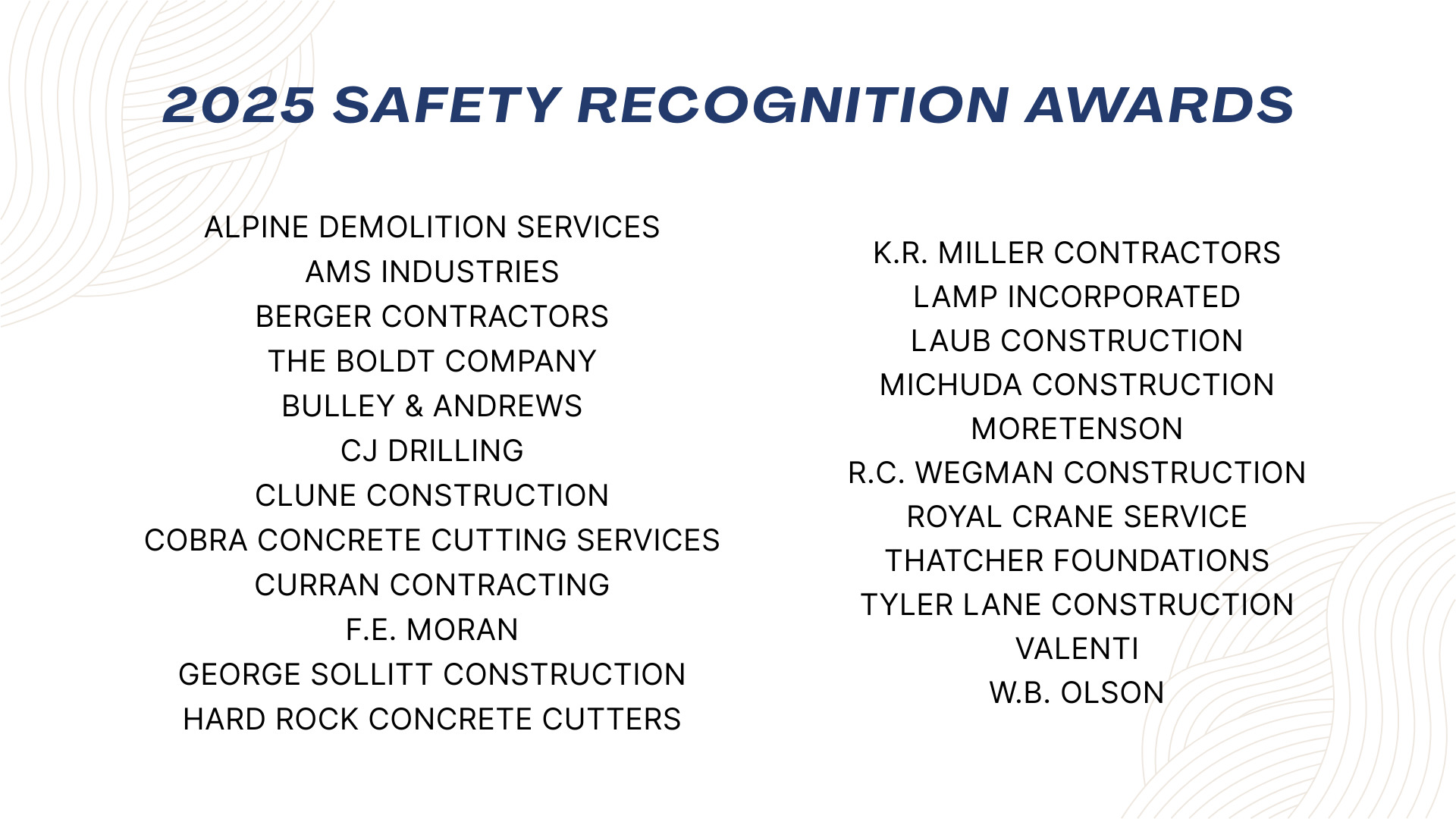 Safety Awards - Chicagoland Associated General Contractors AGC